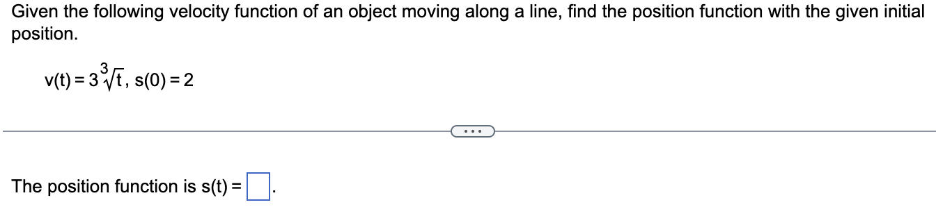 Solved Given the following velocity function of an object | Chegg.com