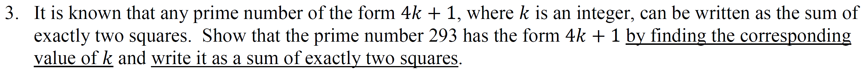 Solved It is known that any prime number of the form 4k+1, | Chegg.com