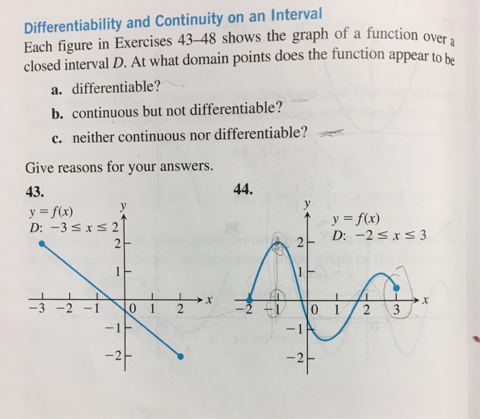 Solved Differentiability And Continuity On An Interval Each