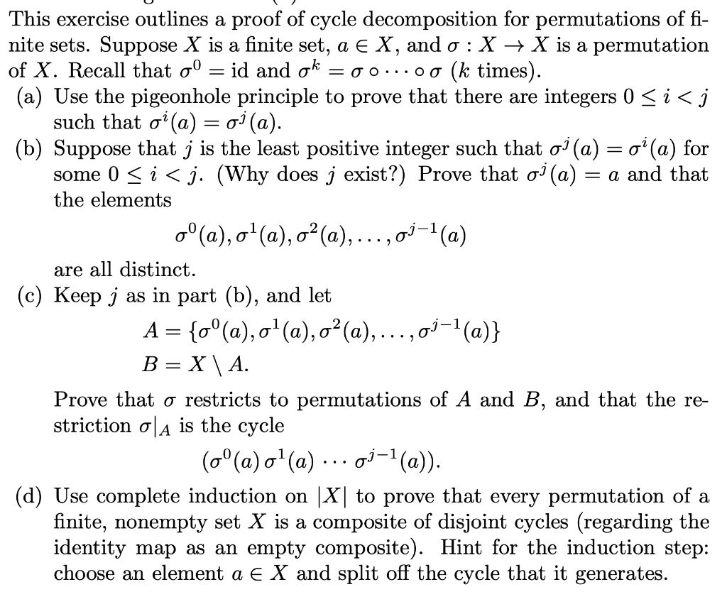 Solved This Exercise Outlines A Proof Of Cycle Decomposition