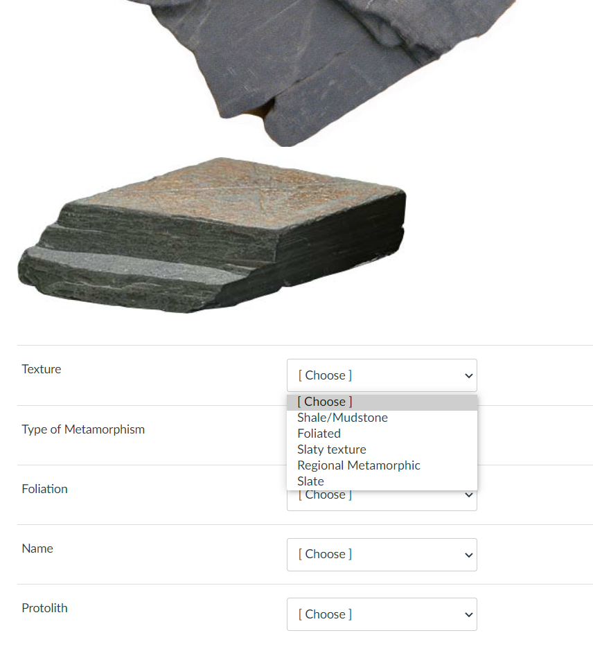 Solved Texture [Choose1 Diagnostic Minerals Choose1 Type of | Chegg.com