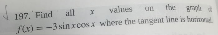Solved 197. Find all x values on the graph fox) 3sinxcosx | Chegg.com