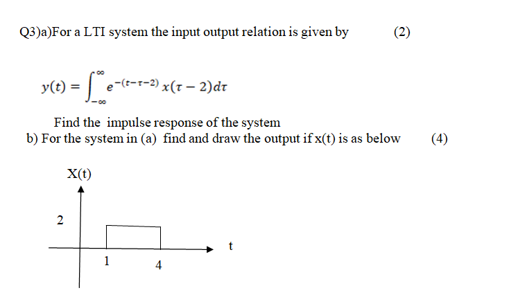 Solved Q3)a)For a LTI system the input output relation is | Chegg.com