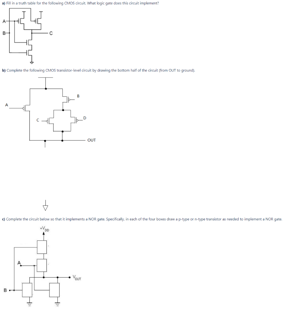 Solved a) Fill in a truth table for the following CMOS | Chegg.com