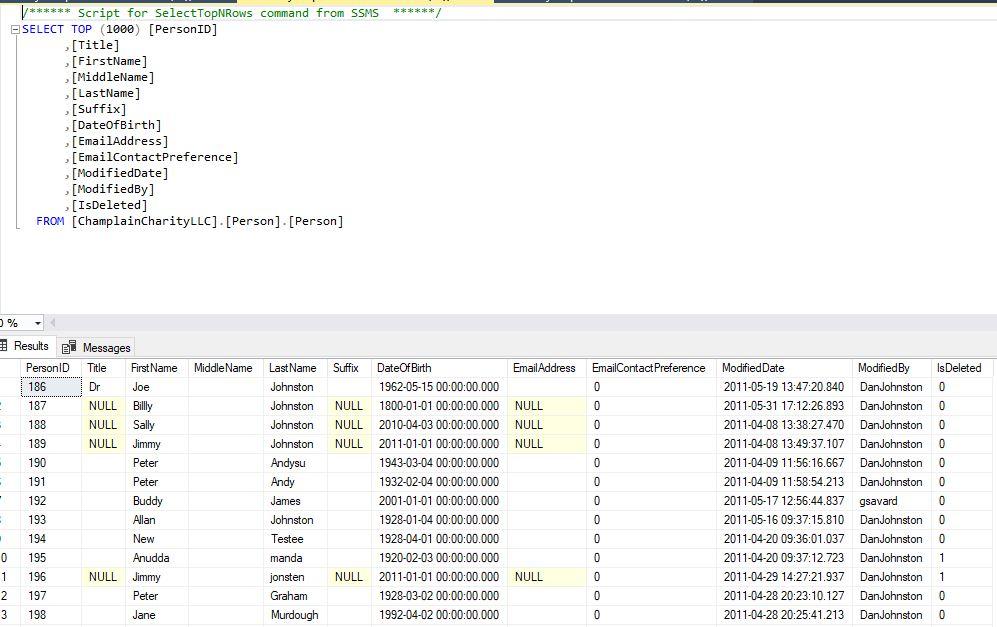 Solved Write a query that will return all of the persons | Chegg.com