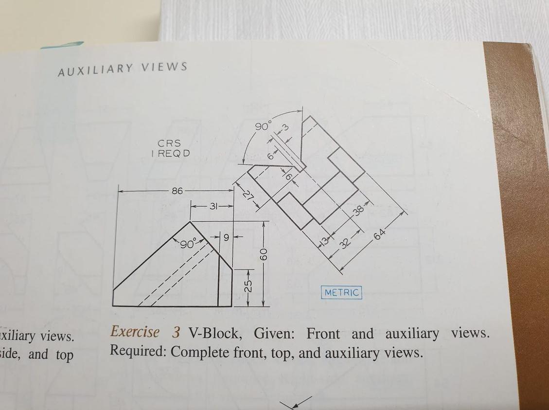 Solved AUXILIARY VIEWS 90 3 CRS I REQD Aot 86 -27 31— -38 | Chegg.com