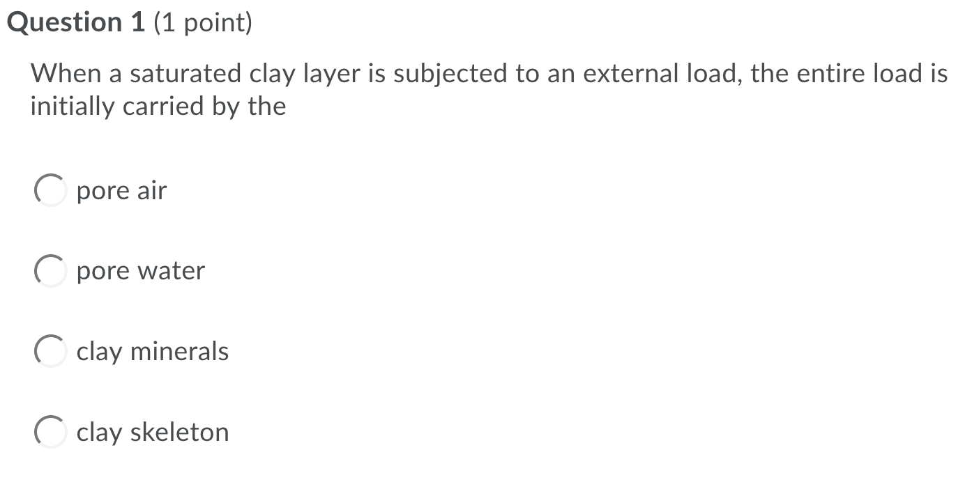Solved Question 1 (1 point) When a saturated clay layer is | Chegg.com