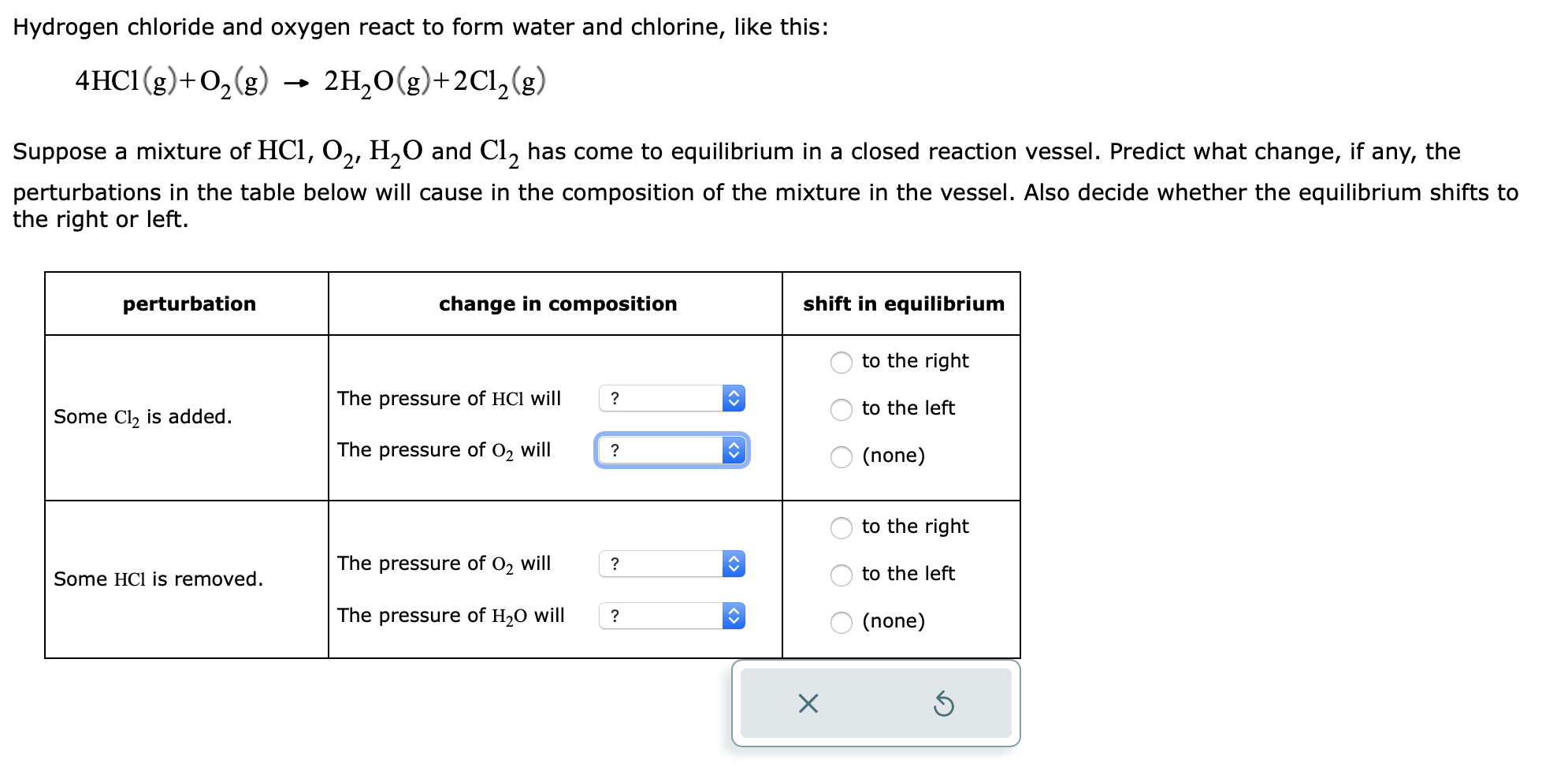 Solved 4HCl(g)+O2( g)→2H2O(g)+2Cl2( g) Suppose a mixture of | Chegg.com