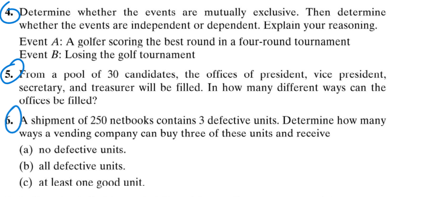 Solved 5. Determine whether the events are mutually | Chegg.com