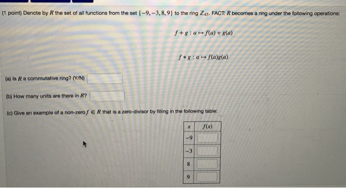 Solved (1 point) Denote by R the set of all functions from | Chegg.com