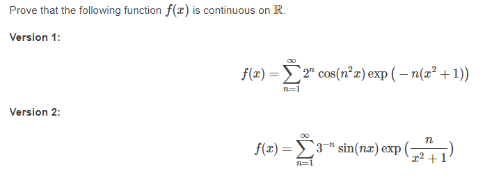 Solved Prove that the following function f(x) is continuous | Chegg.com