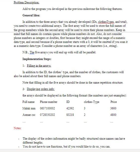 Solved Problem Description: Add to the program you developed | Chegg.com