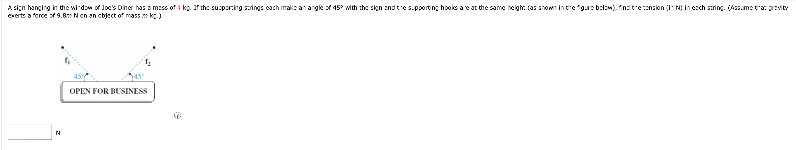 Solved exerts a force of 9.8m ﻿on an object of mass | Chegg.com
