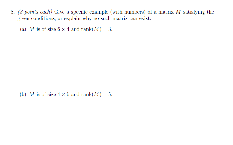 Solved 8. (3 points each) Give a specific example (with | Chegg.com