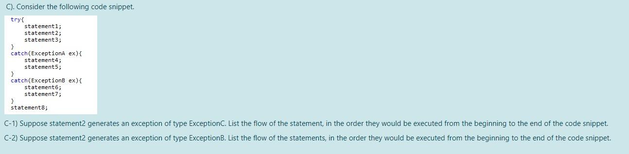 Solved Given the exception hierarchy, Exception A Exceptiona | Chegg.com