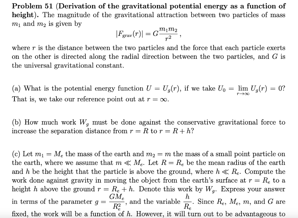 Solved Problem 51 (Derivation of the gravitational potential | Chegg.com