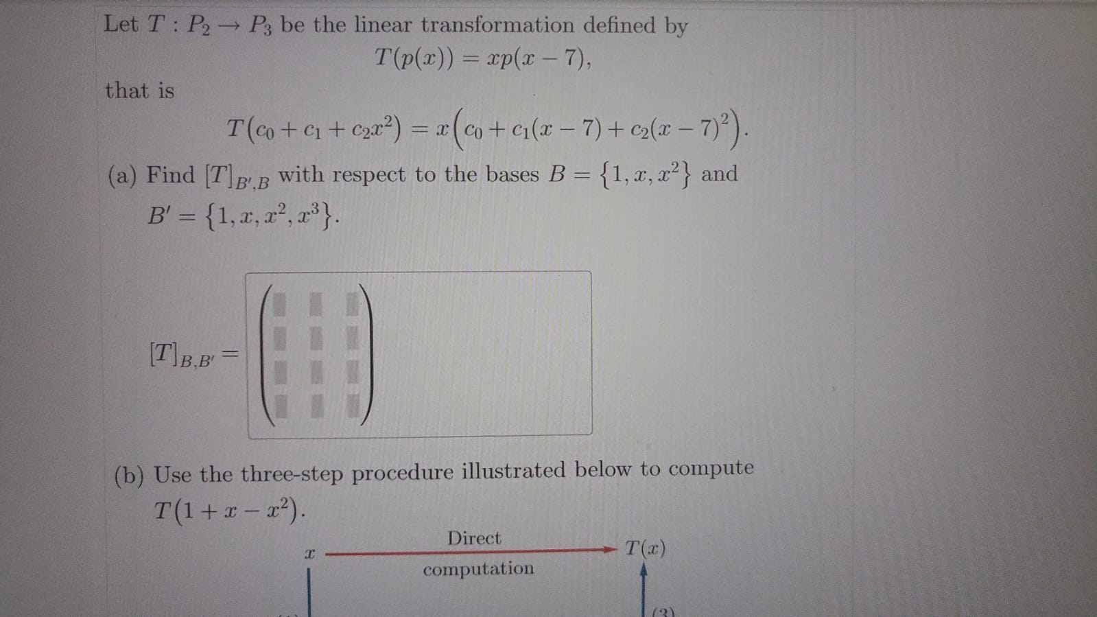 Solved Let \\( T: P_{2} \\rightarrow P_{3} \\) be the linear | Chegg.com