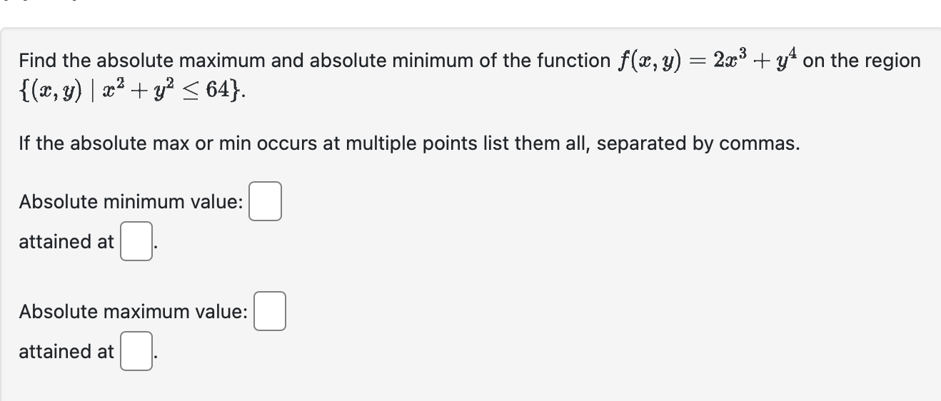 Solved Find The Absolute Maximum And Absolute Minimum Of The