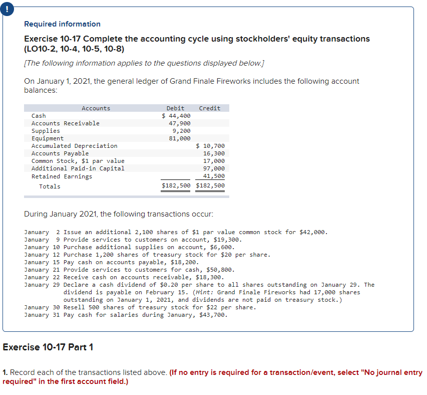 Solved Required information Exercise 10-17 Complete the | Chegg.com