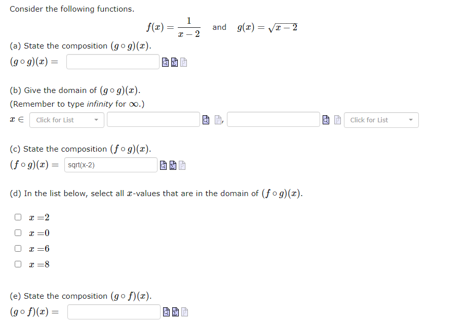 Solved Consider the following functions. f(x)=x−21 and | Chegg.com