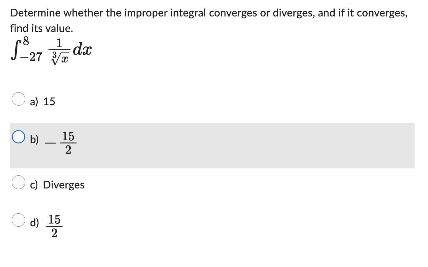 Solved Determine whether the improper integral converges or | Chegg.com