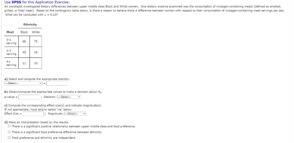 Solved Use SPSS tor this Application Exercise: An oncologist | Chegg.com