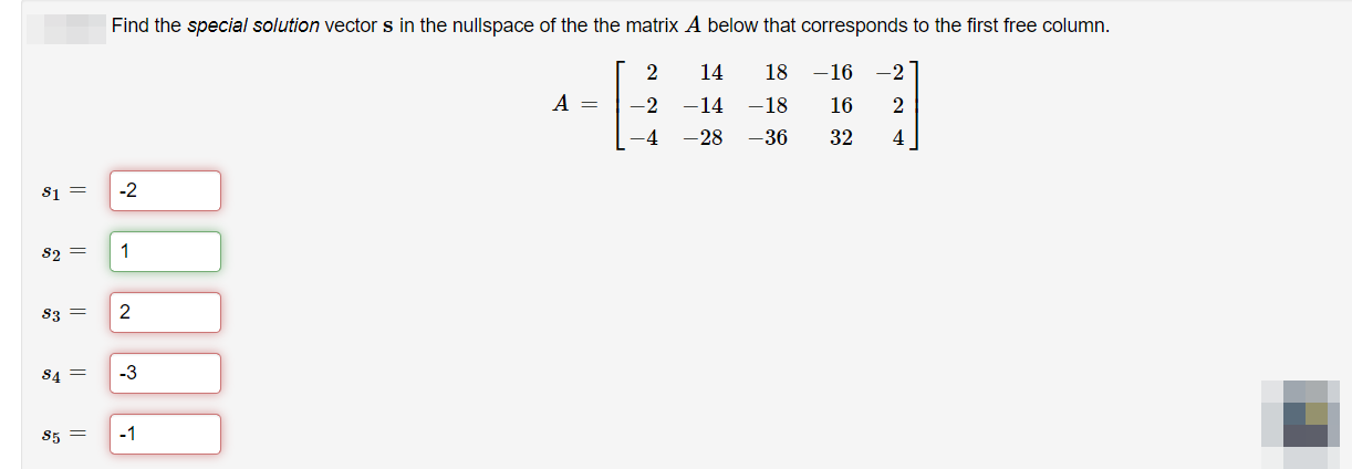 Solved Find the special solution vector s in the nullspace | Chegg.com