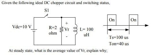 Solved Given the following ideal DC chopper circuit and | Chegg.com