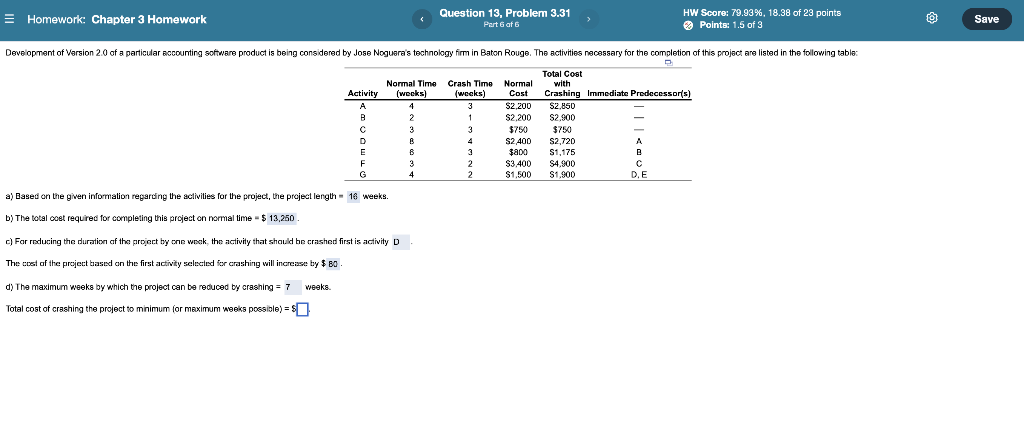 Solved Homework: Chapter 3 Homework Question 13, Problem | Chegg.com