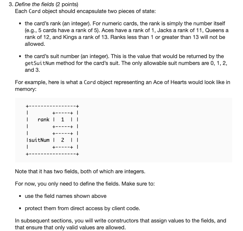 Solved /* * Card.java * * A blueprint class to represent an | Chegg.com