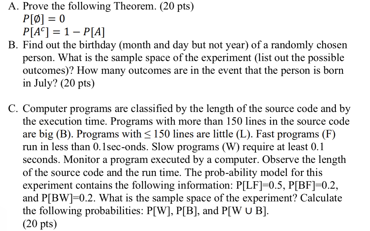 Solved A. Prove the following Theorem. (20 pts) | Chegg.com