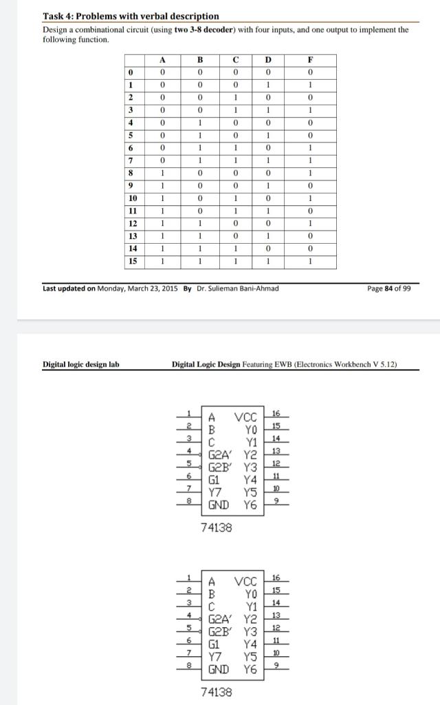 Solved Task 4: Problems with verbal description Design a | Chegg.com