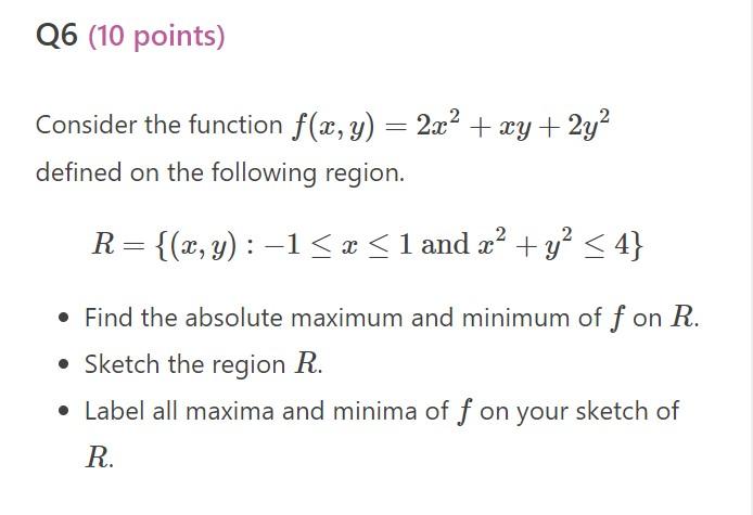 Solved Consider the function f(x,y)=2x2+xy+2y2 lefined on | Chegg.com