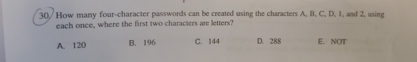 Solved 30 How Many Four Character Passwords Can Be Created