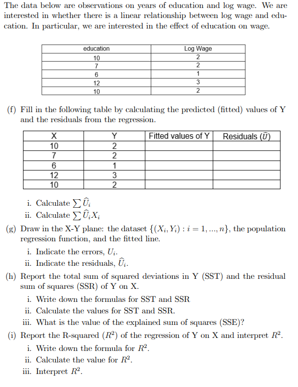 The data below are observations on years of education | Chegg.com