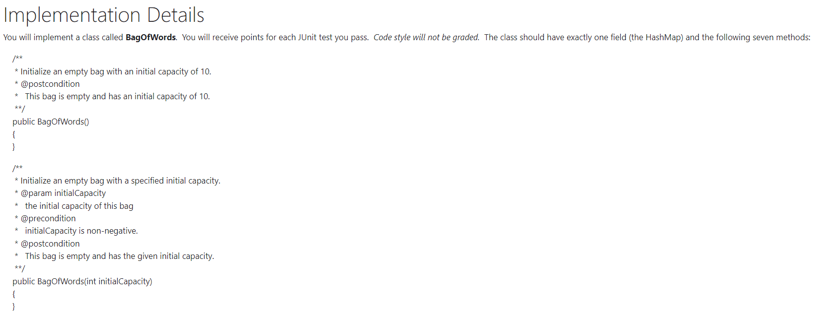 Solved r∗⋆ * Initialize an empty bag with an initial | Chegg.com