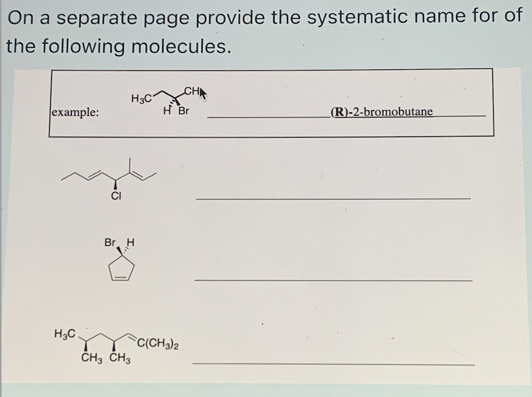 Solved On a separate page provide the systematic name for of | Chegg.com