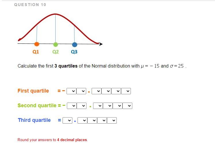 Solved QUESTION 10 Q1 Q2 Q3 Calculate the first 3 quartiles | Chegg.com