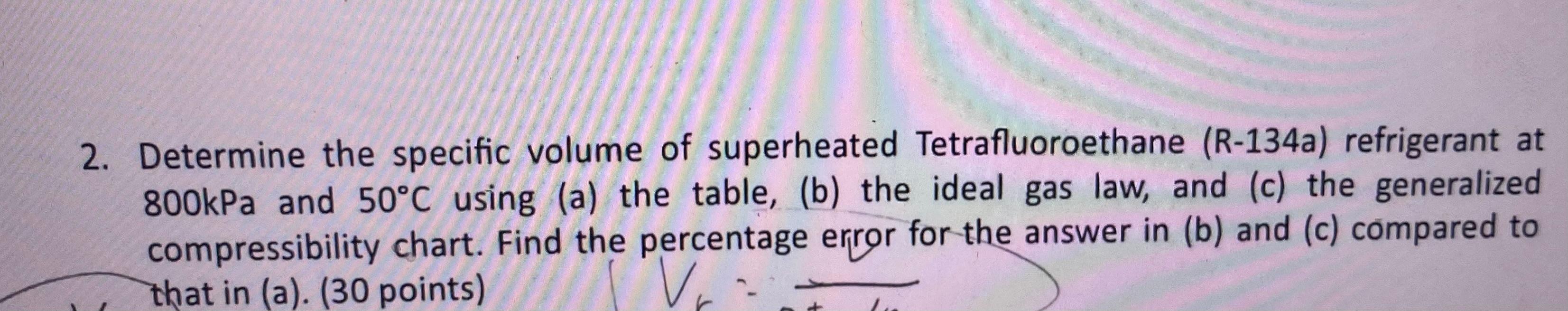 Solved 2. Determine the specific volume of superheated | Chegg.com