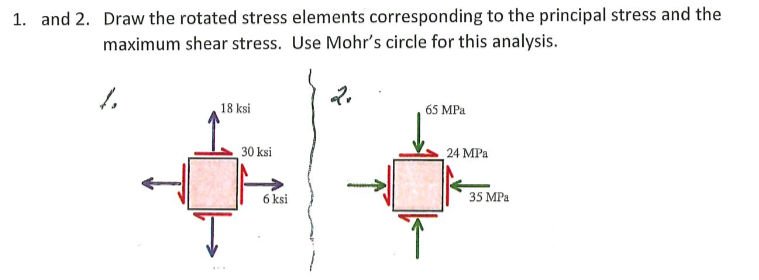 Solved 1. and 2. Draw the rotated stress elements | Chegg.com