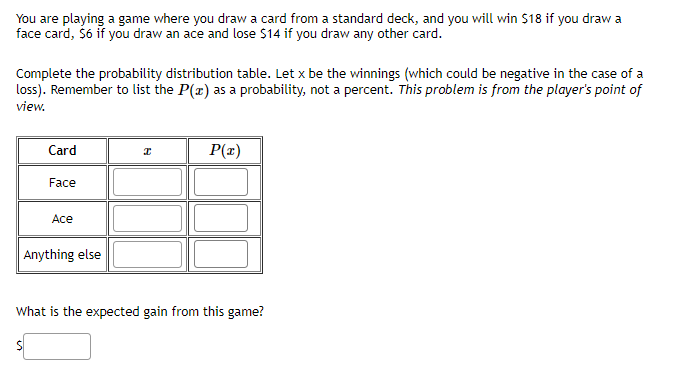 Solved You are playing a game where you draw a card from a | Chegg.com