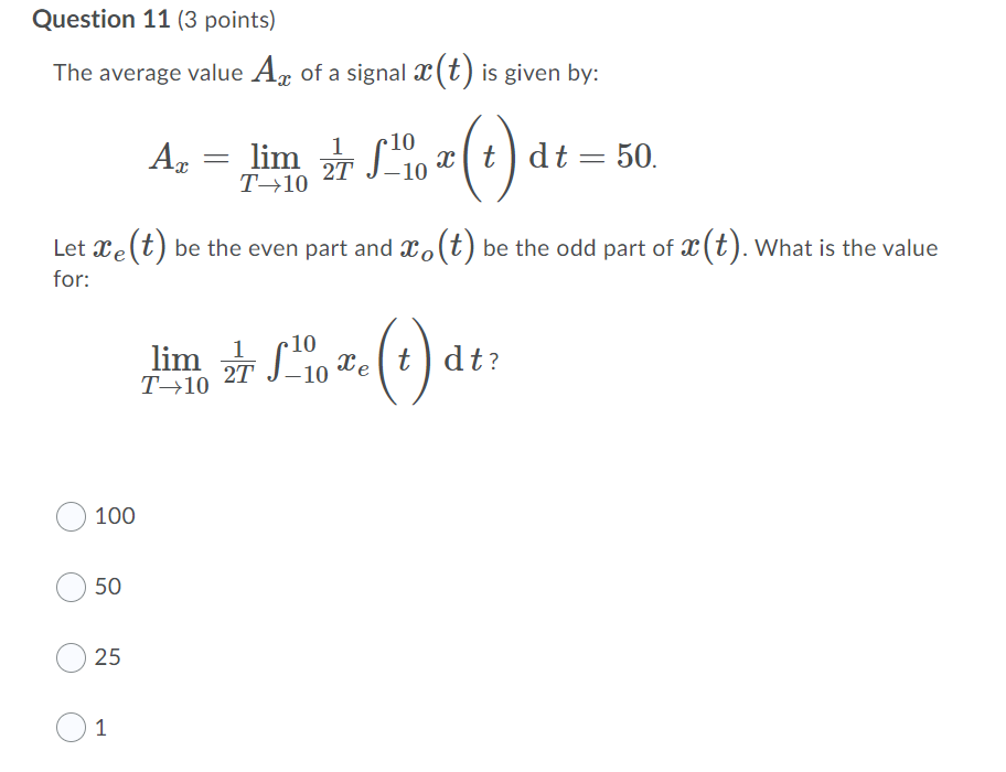 Solved Question 11 (3 points) х 1 ·10 The average value Ac | Chegg.com