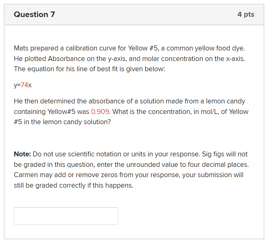 Solved Mats prepared a calibration curve for Yellow \#5, a | Chegg.com
