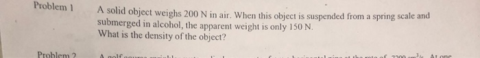 Solved Problem 1 A solid object weighs 200 N in air. When | Chegg.com