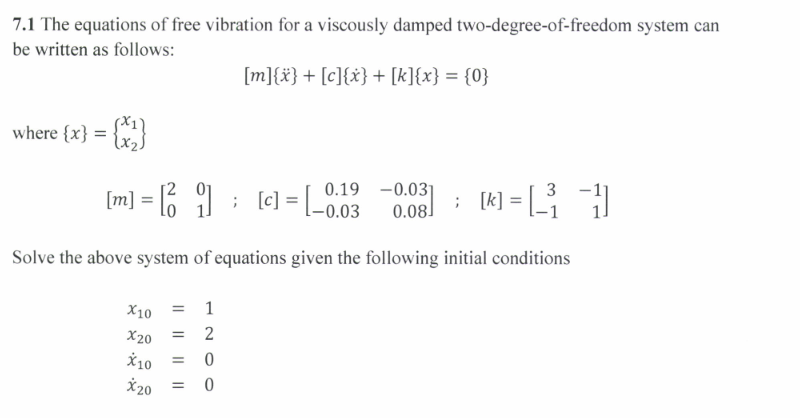 Solved 7.1 The equations of free vibration for a viscously | Chegg.com