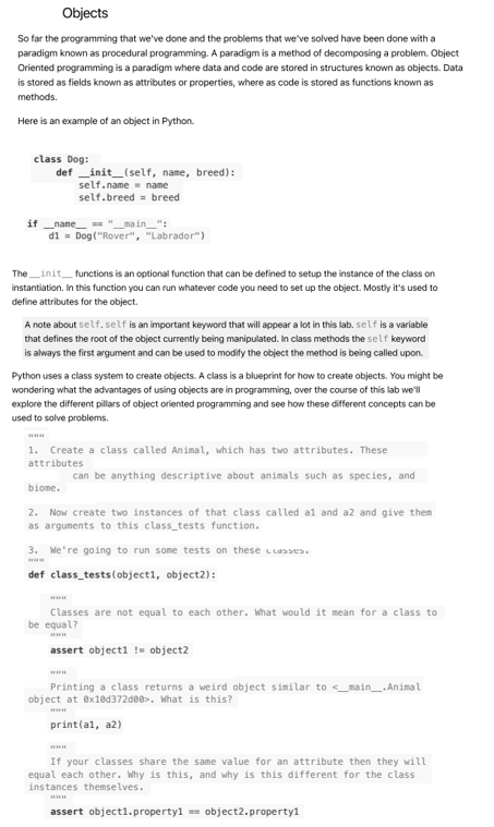 Solved Objects So far the programming that we've done and | Chegg.com