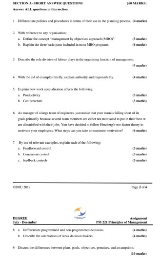 Solved MARK SECTION A SHORT ANSWER QUESTIONS Anwer ALL in | Chegg.com