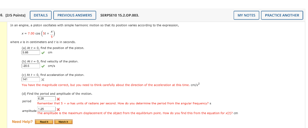 Solved 6. [2/5 Points] DETAILS PREVIOUS ANSWERS SERPSE10 | Chegg.com