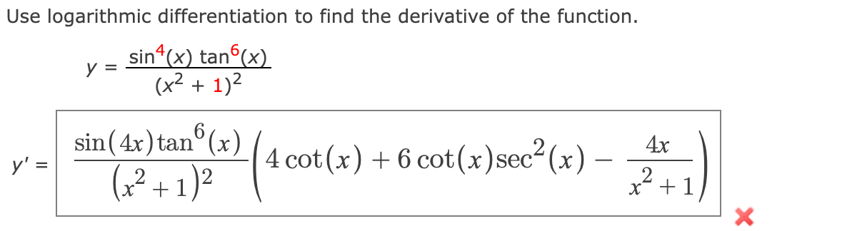 Solved Use logarithmic differentiation to find the | Chegg.com