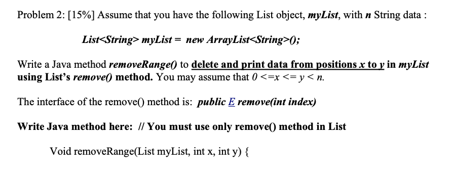 Solved Problem 2: [15%] Assume that you have the following | Chegg.com